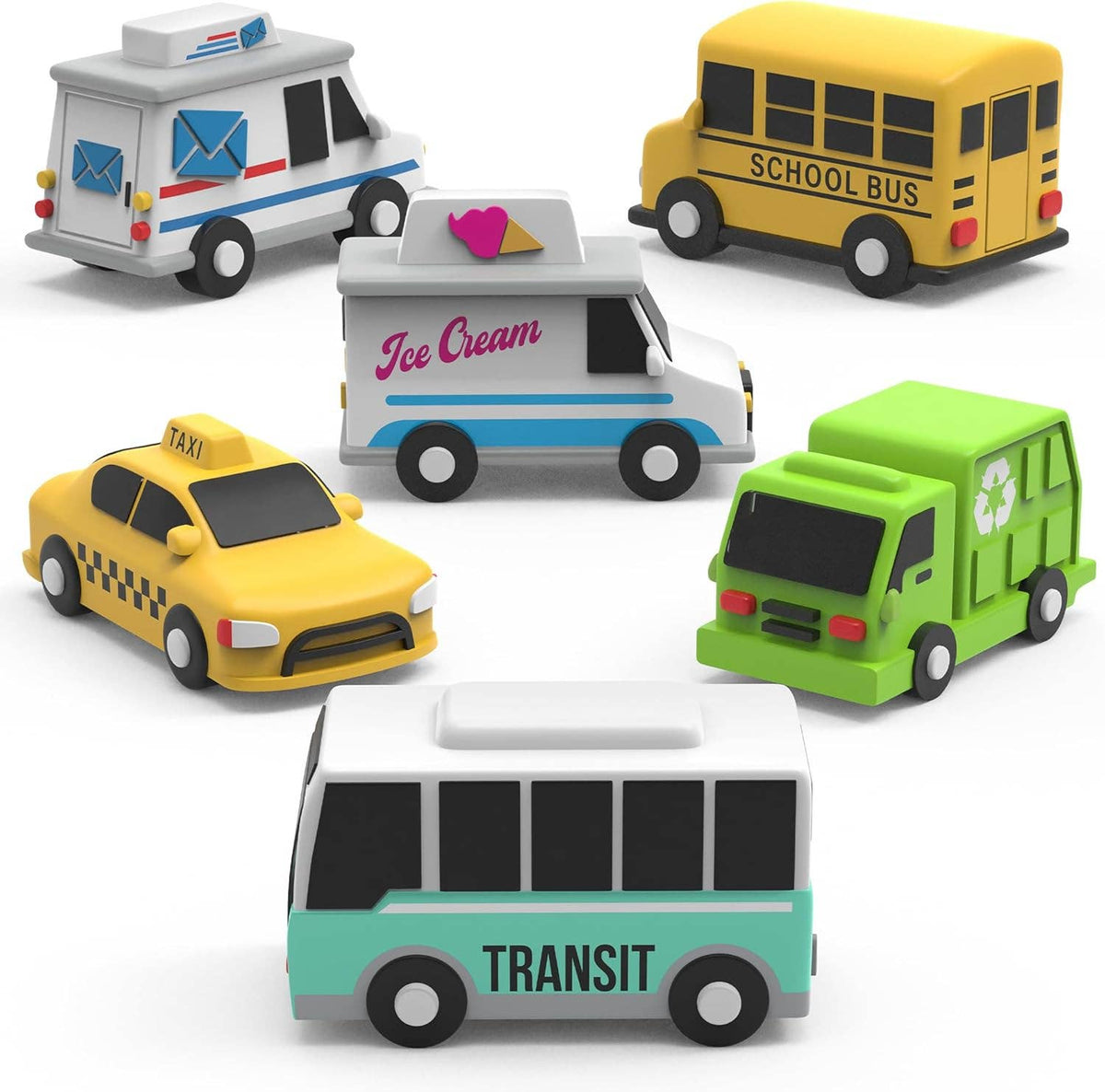Tub Works Vehicles™ Mold-Free Bath Cars – 6-Pack Floating Squeaky Bath ...