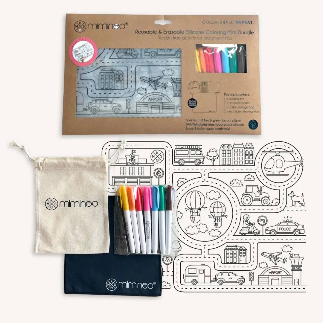 Miminoo Silicone Reusable Coloring Mat & Markers Set – Roadmap – Wonder ...